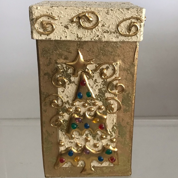 Holiday | Decorative Wooden 3d Embossed Small Christmas Box With Lid ...